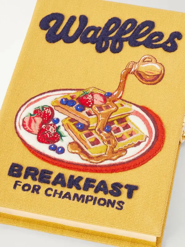 OLYMPIA LE-TAN Waffles: Breakfast For Champions" Embroidered Book Clutch - Orange