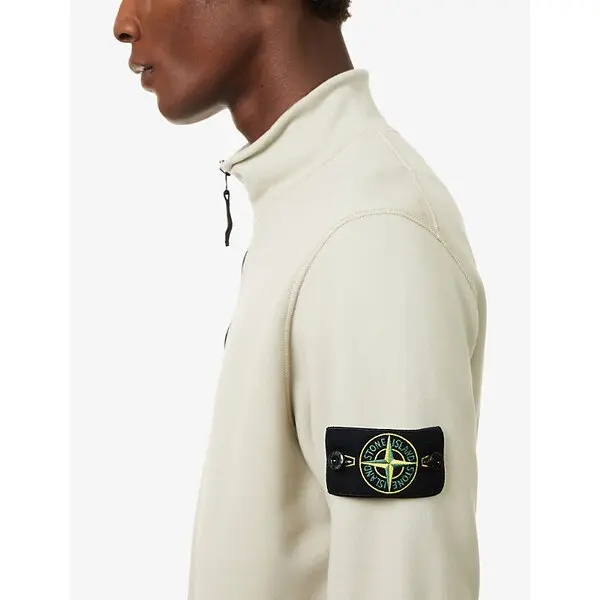 Stone Island Logo-patch Half-zip Cotton Sweatshirt
