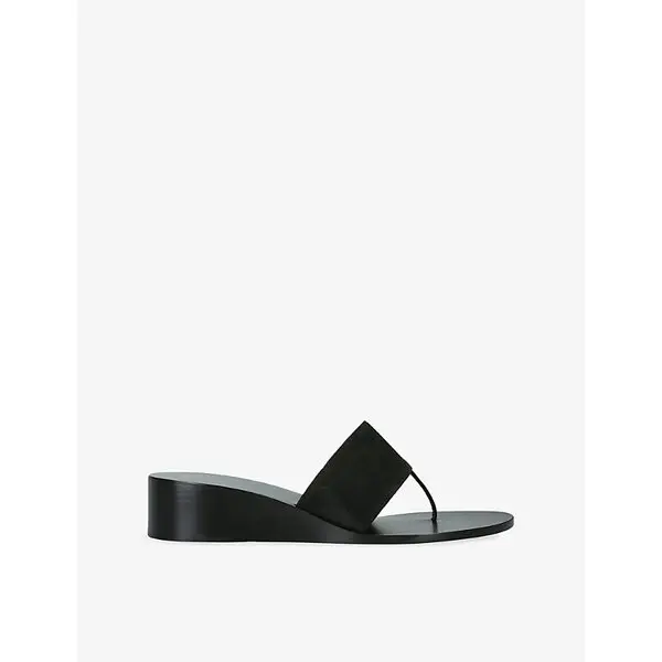 JUDE Snug Suede Wedge Sandals - Black