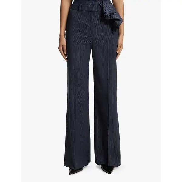 Hugo Pinstriped Wide-leg High-rise Woven Trousers