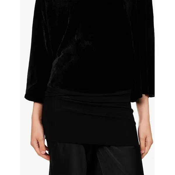 Rick Owens Long-sleeve Draped Velvet Silk-blend Top