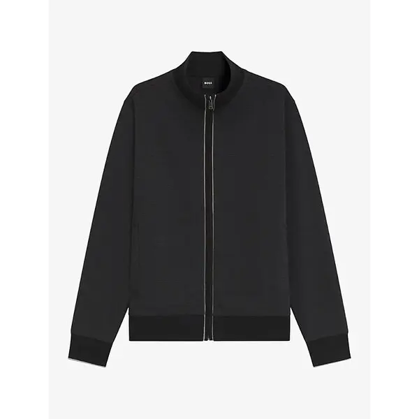 BOSS Funnel-neck Zip-up Cotton Sweatshirt
