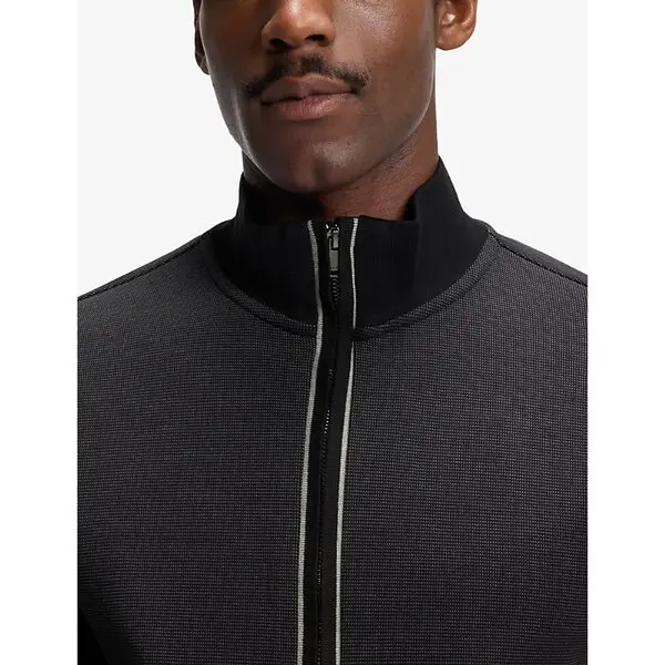BOSS Funnel-neck Zip-up Cotton Sweatshirt