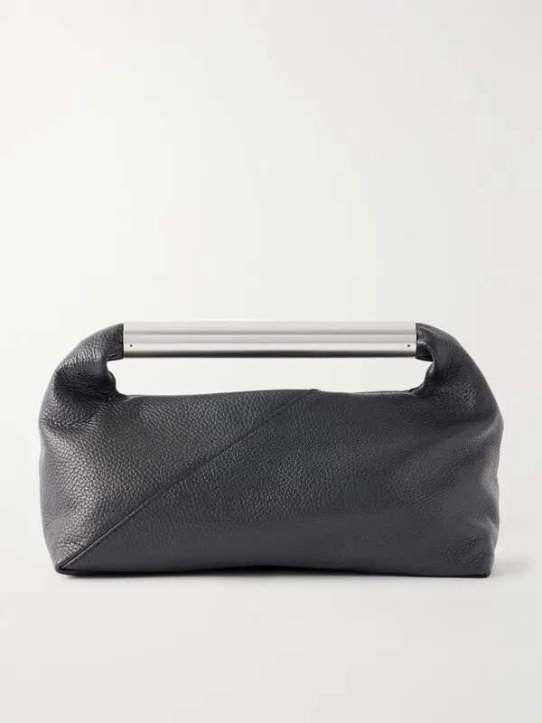 MAISON MARGIELA Japanese Textured Leather Clutch With Metal Top Handle