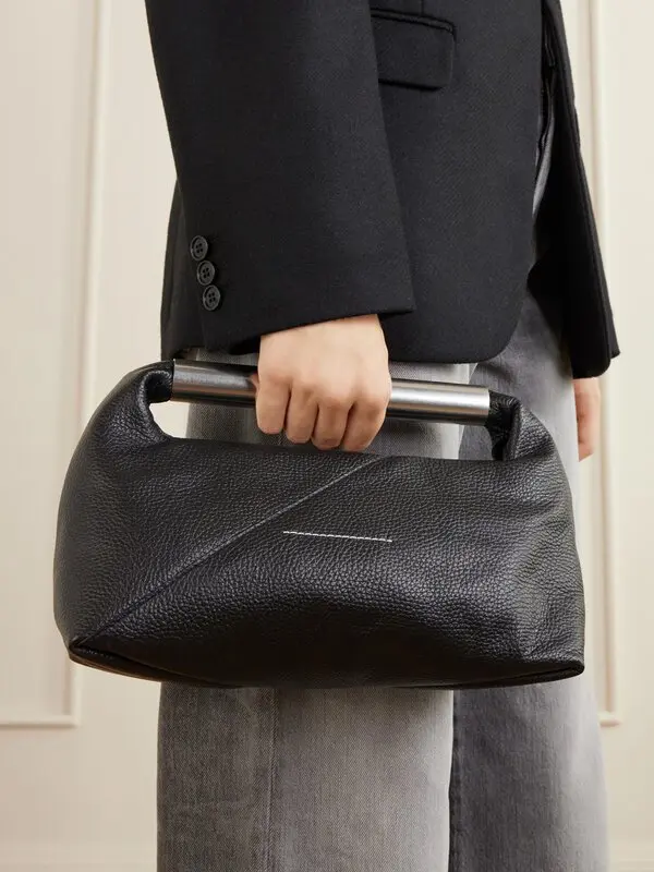 MAISON MARGIELA Japanese Textured Leather Clutch With Metal Top Handle