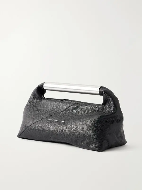 MAISON MARGIELA Japanese Textured Leather Clutch With Metal Top Handle