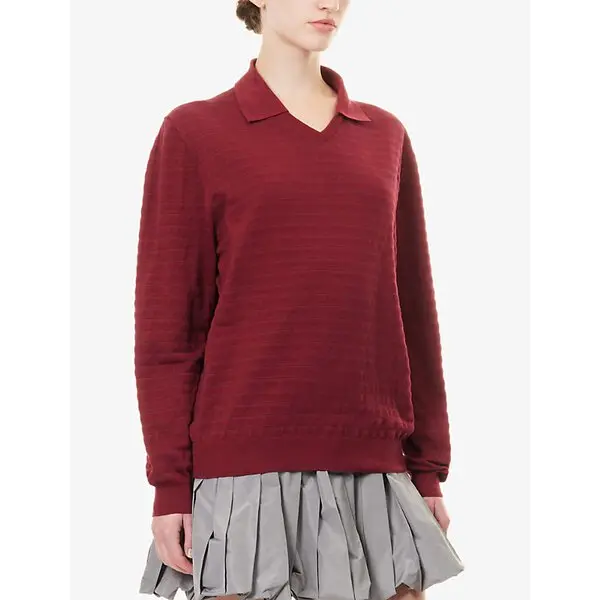 Miu Miu Collared Striped Cotton-knit Jumper