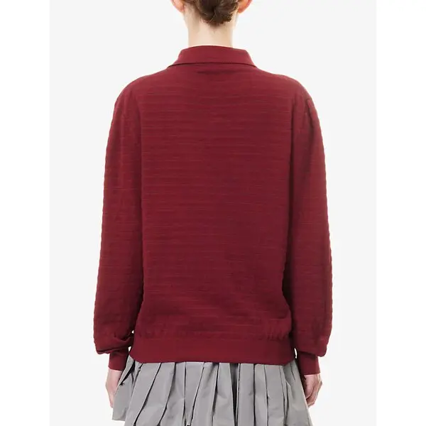 Miu Miu Collared Striped Cotton-knit Jumper