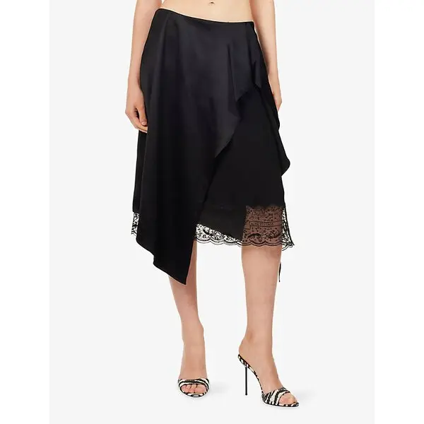 Acne Studios Inouka Layered Satin Midi Skirt