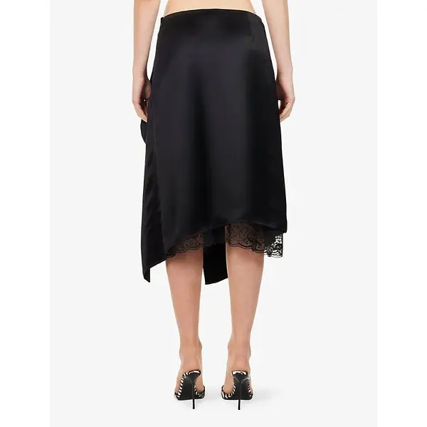 Acne Studios Inouka Layered Satin Midi Skirt