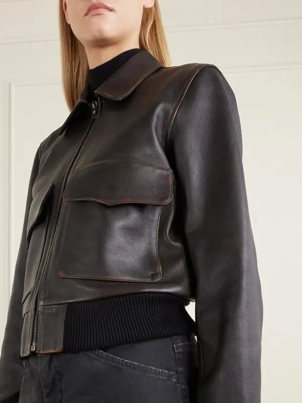 NILI LOTAN Redley Leather Bomber Jacket