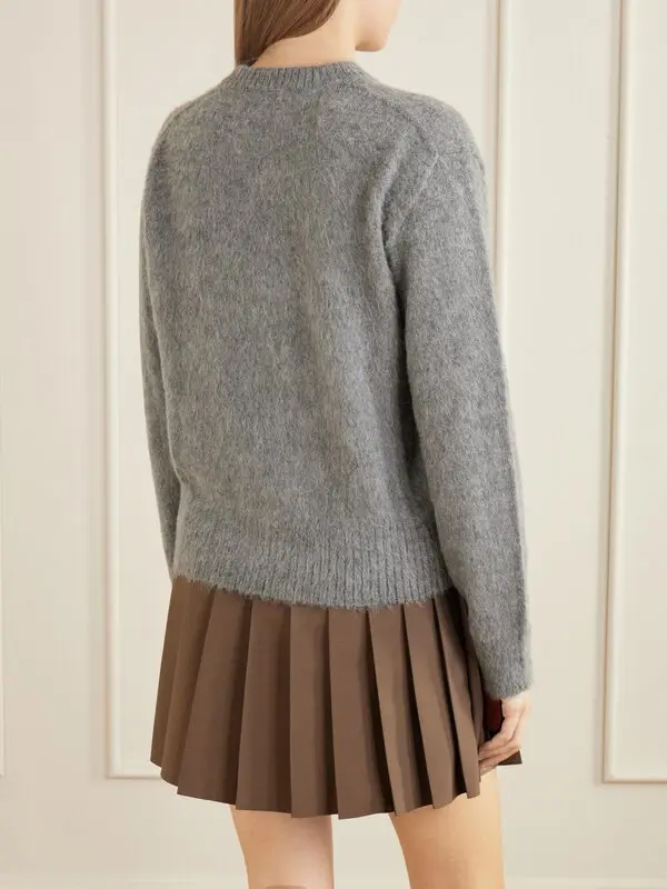 MAISON MARGIELA Floral Intarsia Knit Brushed Wool-blend Sweater - Gray