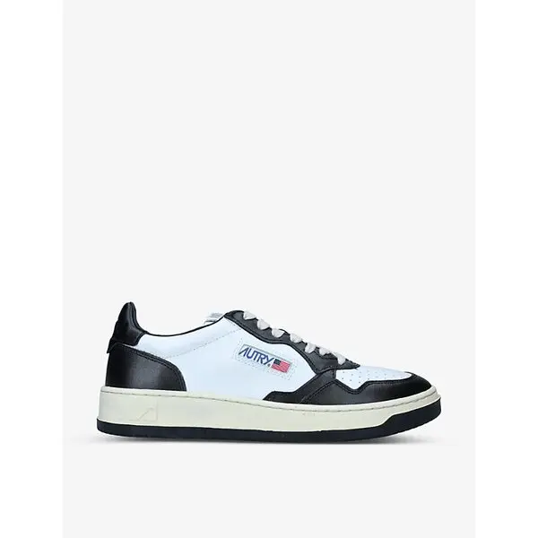 AUTRY Medalist Two-tone Leather Low-top Trainers - White/blk