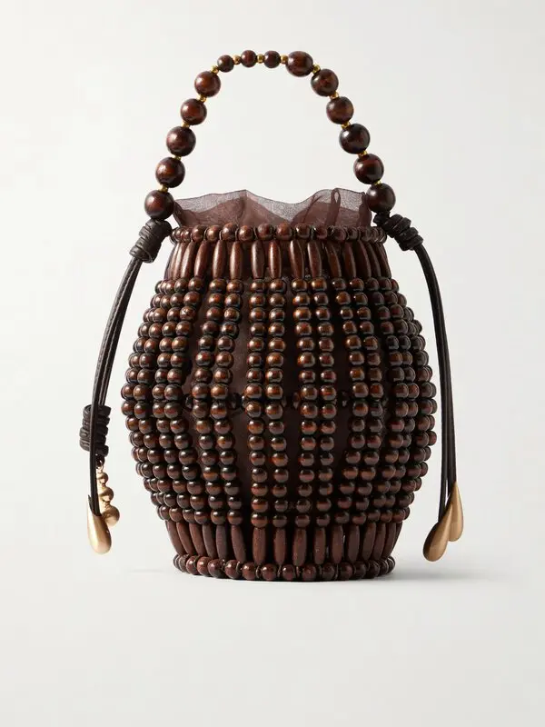 Cult Gaia Lanterna Wood-beaded Mini Bag