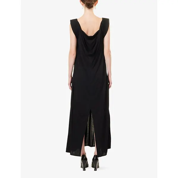 Bottega Veneta Draped Jersey Maxi Dress - Double Black
