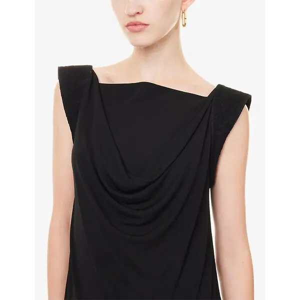 Bottega Veneta Draped Jersey Maxi Dress - Double Black