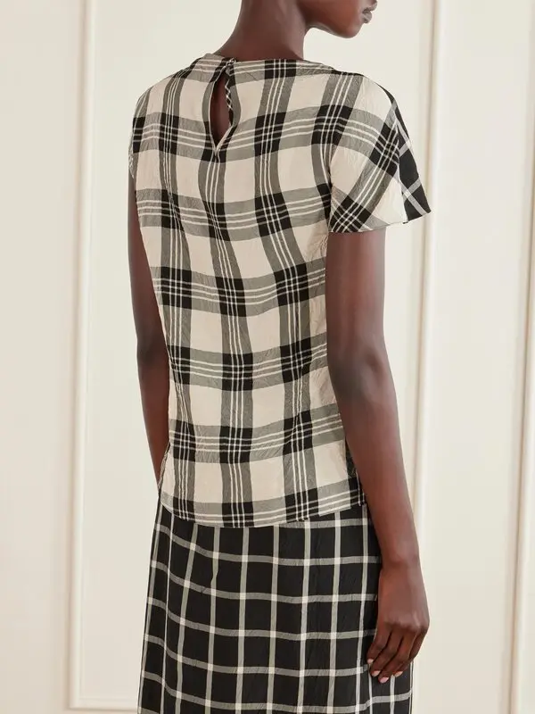 Erdem Crushed Window Checked Georgette Tank
