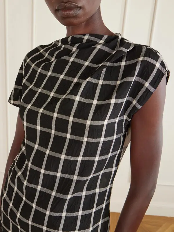 Erdem Crushed Window Checked Georgette Tank