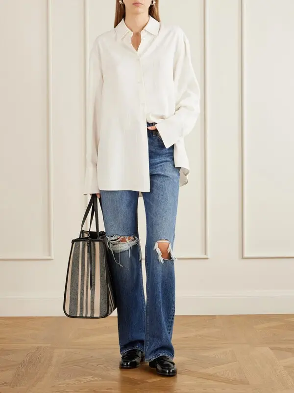 FRAME The Vertical Distressed-detail Straight-leg Jeans