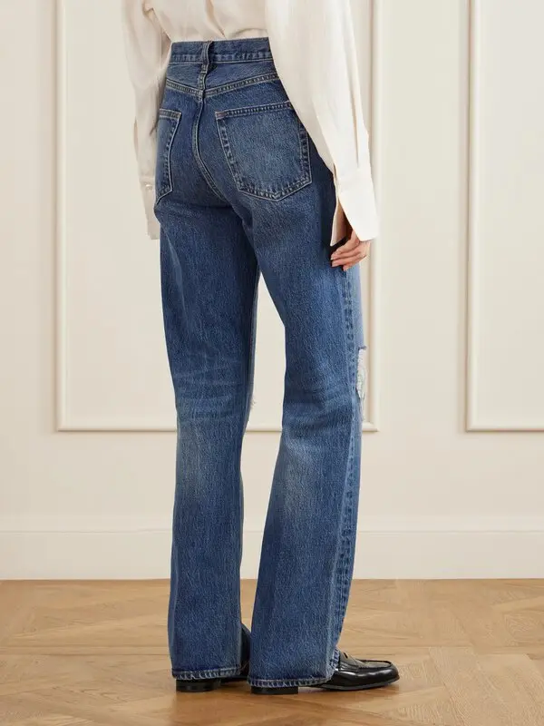 FRAME The Vertical Distressed-detail Straight-leg Jeans