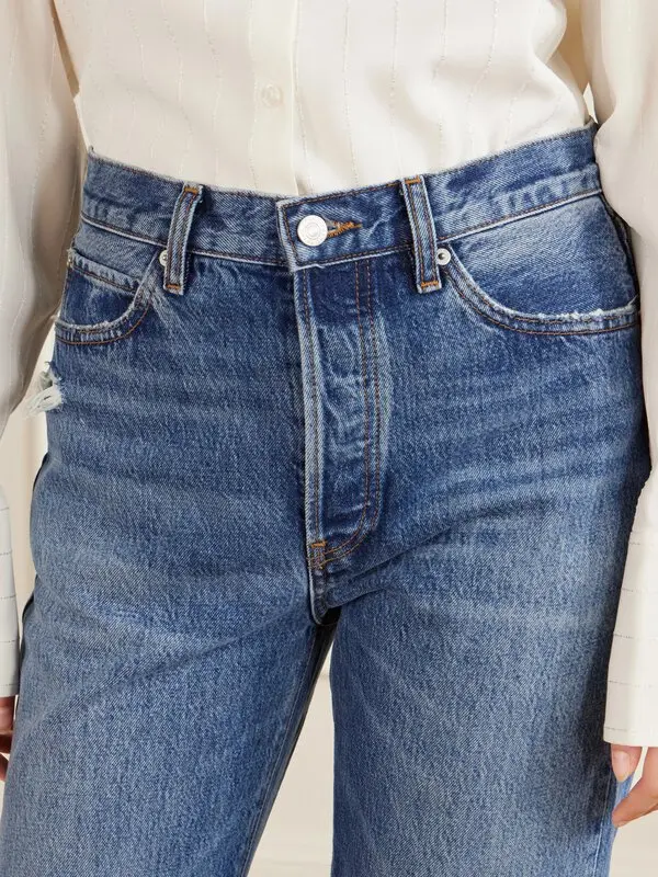 FRAME The Vertical Distressed-detail Straight-leg Jeans