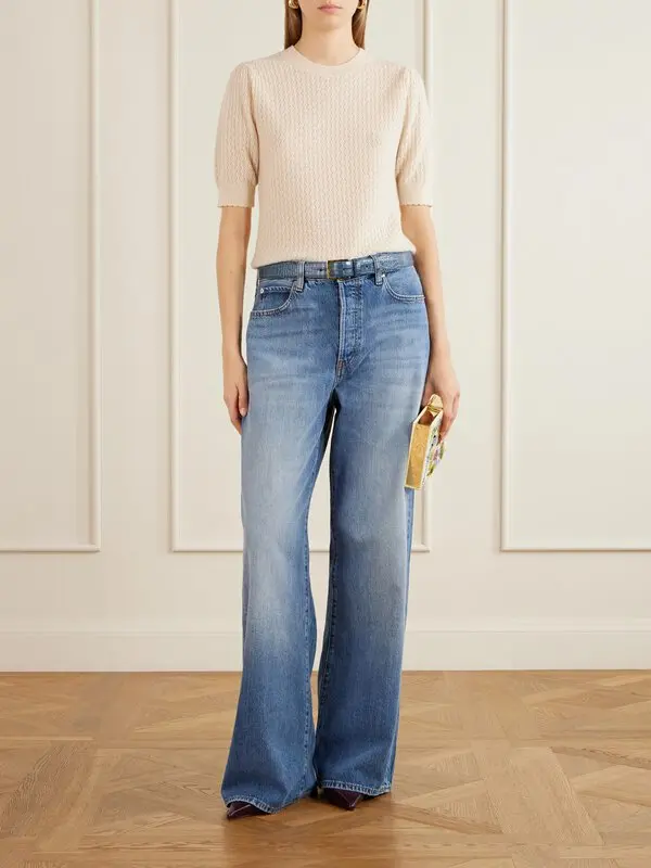 FRAME Gathered Honeycomb Cashmere Sweater