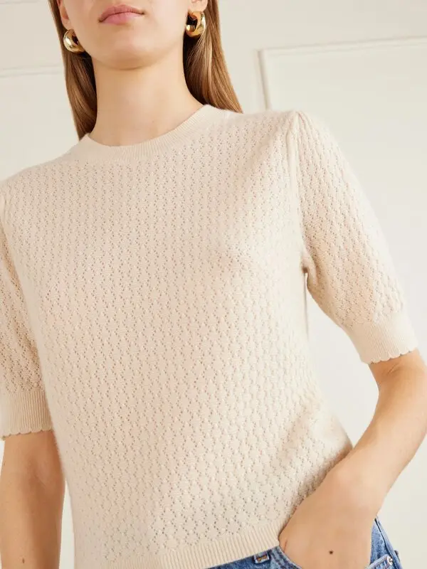 FRAME Gathered Honeycomb Cashmere Sweater
