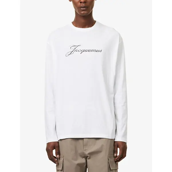 Jacquemus Le Long-sleeve Cotton And Hemp-blend T-shirt - White
