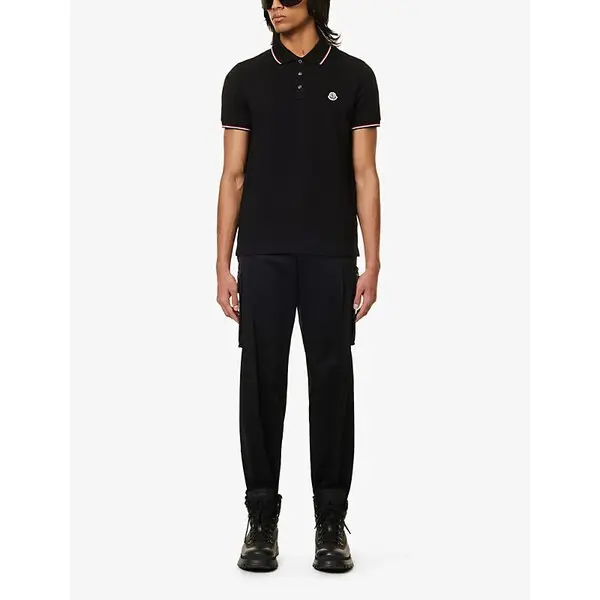 Moncler Brand-patch Split-hem Cotton-piqué Polo Shirt