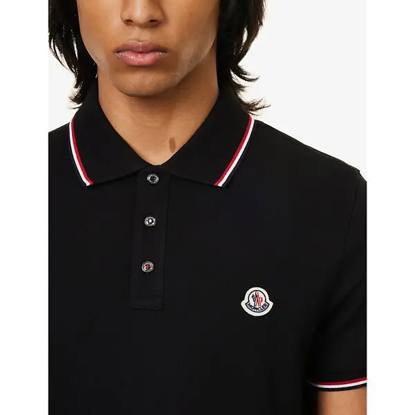 Moncler Brand-patch Split-hem Cotton-piqué Polo Shirt