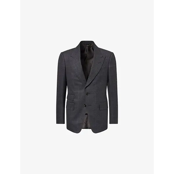 TOM FORD Shelton Overcheck Single-breasted Wool Jacket