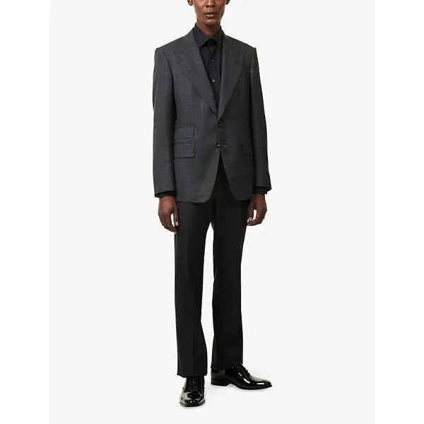 TOM FORD Shelton Overcheck Single-breasted Wool Jacket