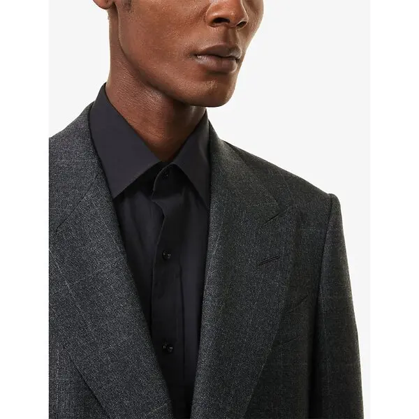 TOM FORD Shelton Overcheck Single-breasted Wool Jacket