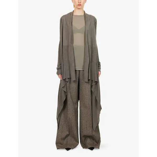 Rick Owens Draped Long Wool Cardigan