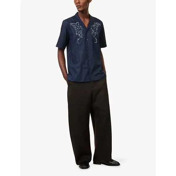 Dries Van Noten Short-sleeve Embroidered Cotton Shirt