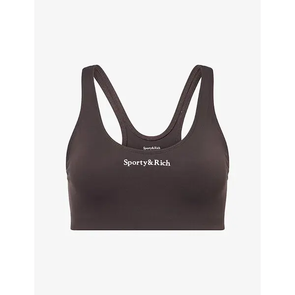 SPORTY & RICH Serif Logo Classic-fit Sports Bra - Cioco