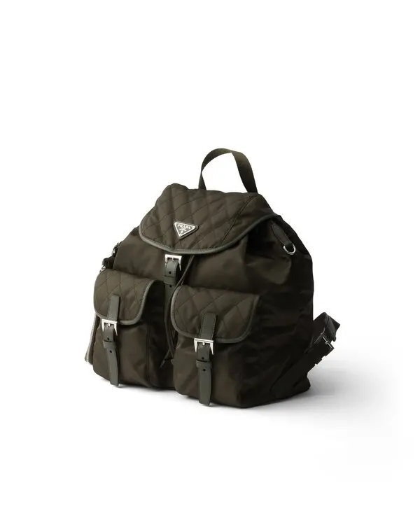 Prada Medium Quilted Re-nylon Backpack With Saffiano Leather Trim