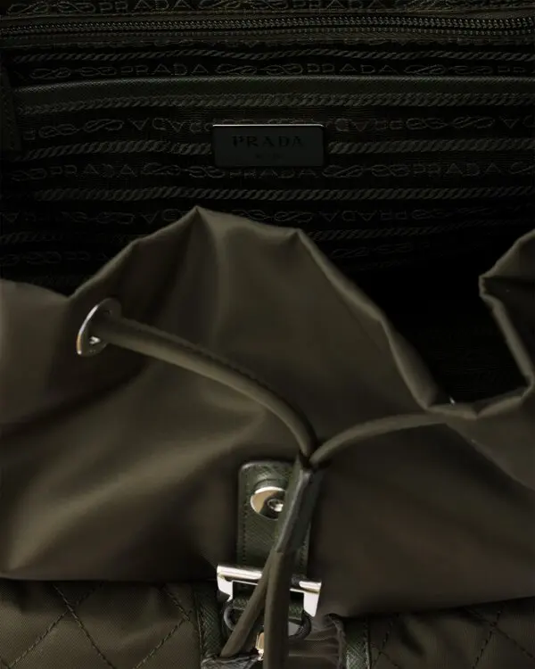 Prada Medium Quilted Re-nylon Backpack With Saffiano Leather Trim