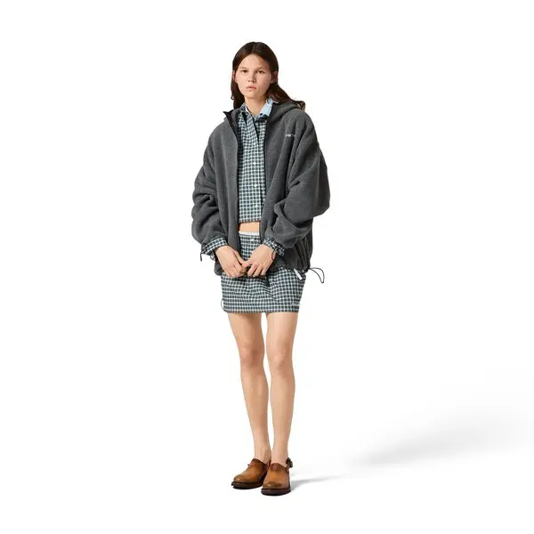 Miu Miu Fleece Zippered Hoodie Jacket