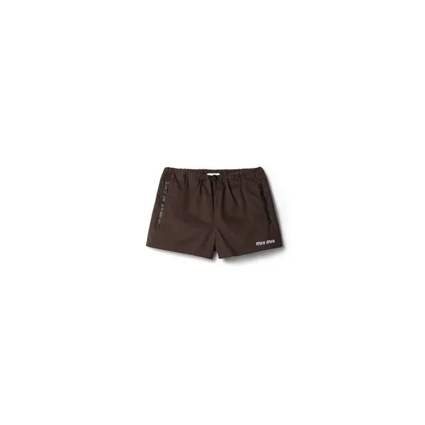 Miu Miu Washed Gabardine Shorts - Ebony