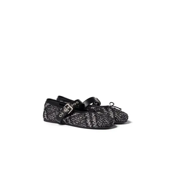 Miu Miu Wool And Silk Ballerinas - Black