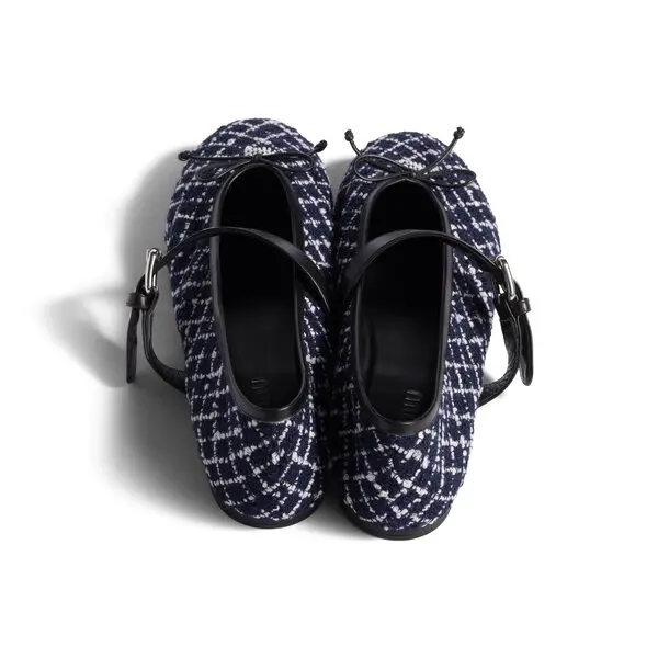 Miu Miu Tweed Check Ballerinas
