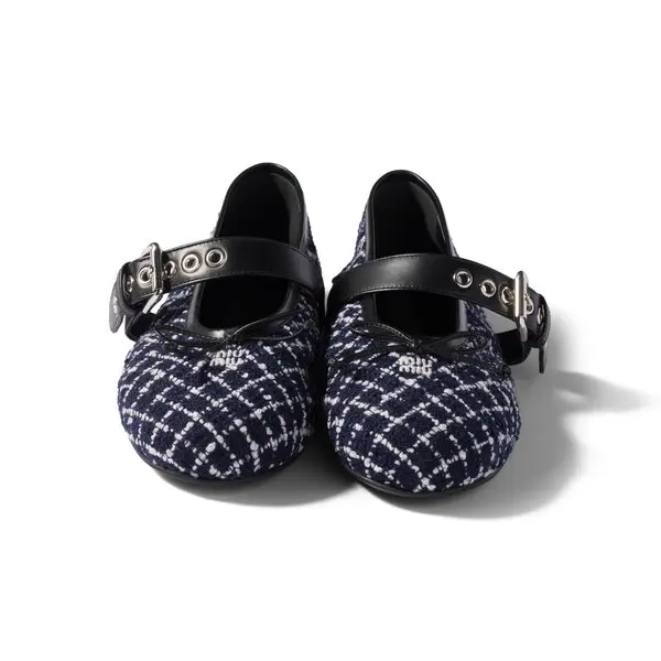 Miu Miu Tweed Check Ballerinas