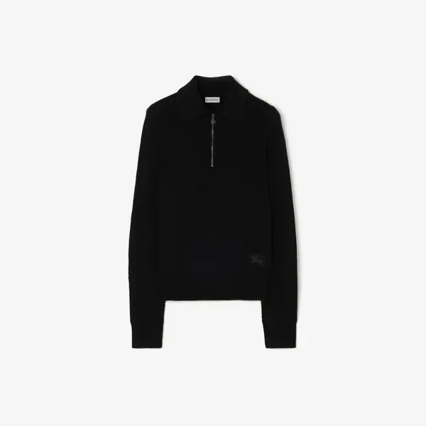 Burberry Long-sleeve Cashmere Polo Shirt - Black