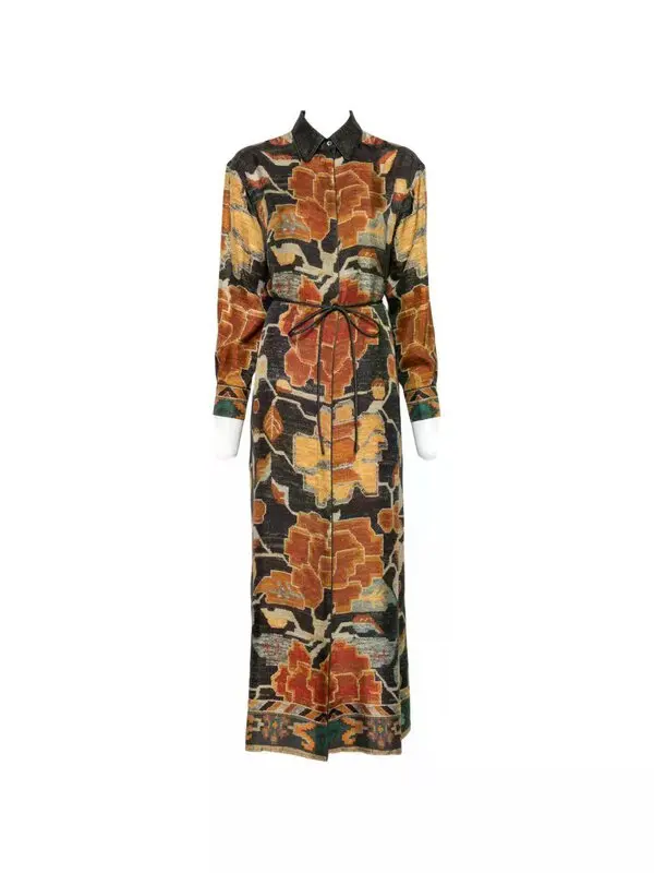 PIERRE-LOUIS MASCIA Graphic-print Maxi Dress - Brown
