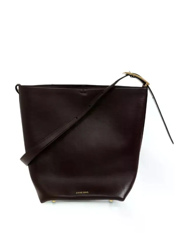 ANINE BING Elly Leather Bucket Bag - Brown
