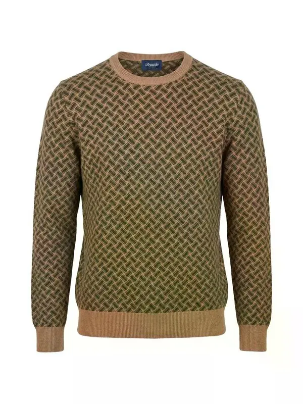 DRUMOHR Geometric-pattern Cashmere Sweater - Neutrals