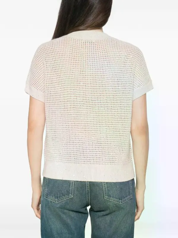 Peserico Sequin-embellished Open-knit Top
