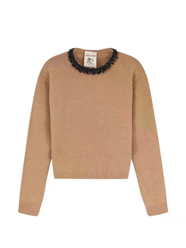SEMICOUTURE Denny Bead-embellished Sweater - Neutrals