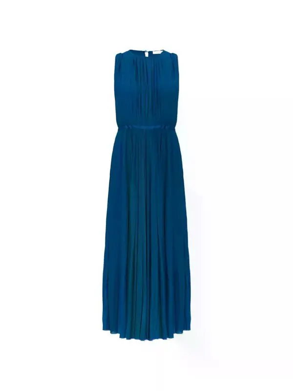 Max Mara Midi Pleated Sleeveless Dress - Blue